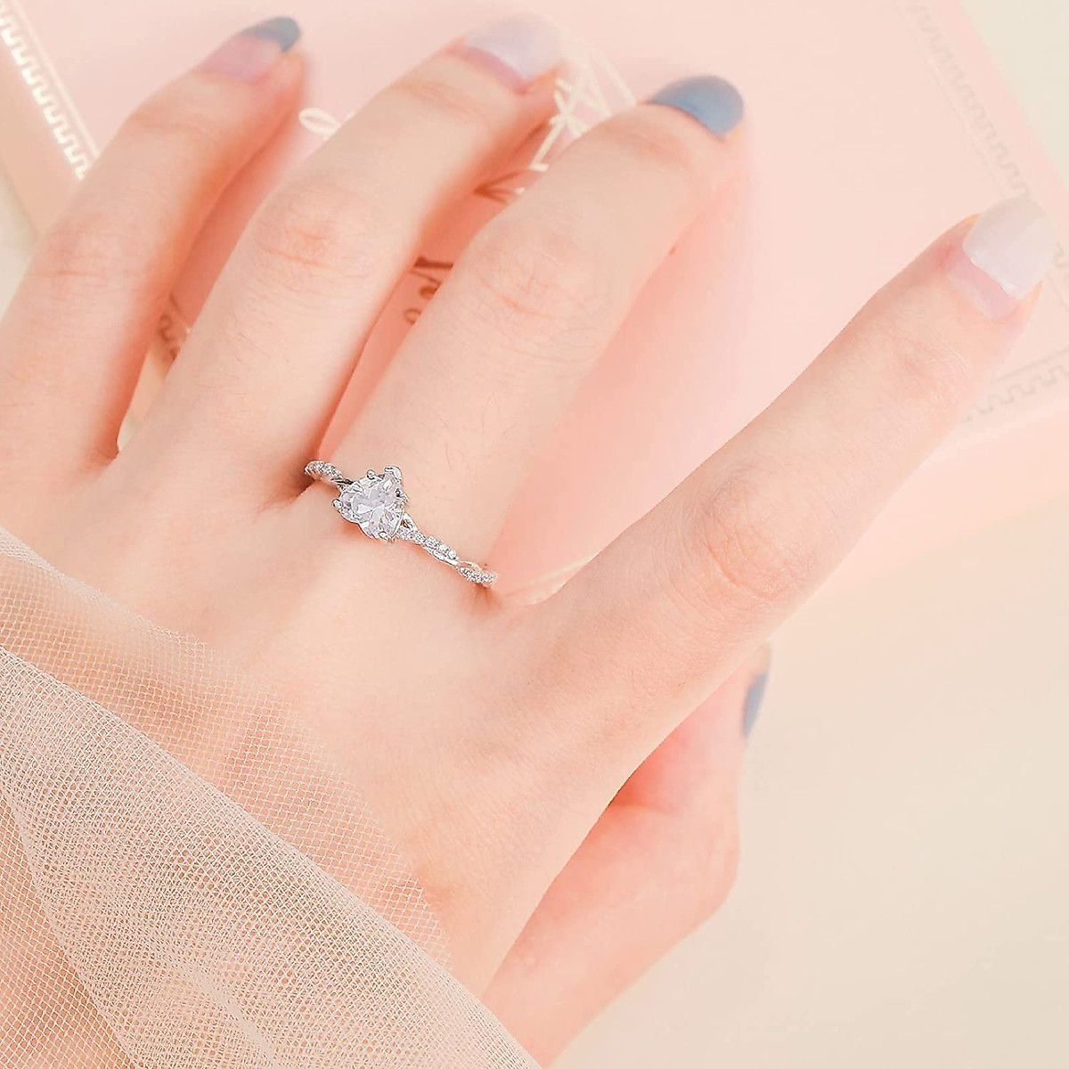 OLIVIASO 1.25ct Heart Rings for Women - 925 Sterling Silver Promise Rings for Women, Engagement Rings for Women, Cubic Zirconia Ring Size 6