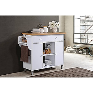 Hodedah Import Island with Spice Rack & Towel Rack Kitchen Cabinet