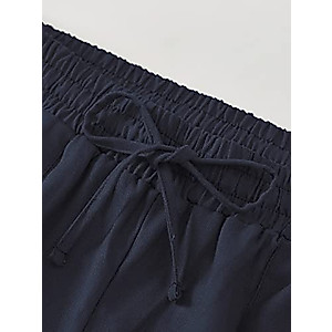 Weintee Women's Linen Joggers with Pockets 2X Navy
