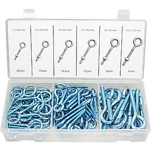 Swordfish 32161-73pc Eye Bolt Screw with Nut Assortment, 6 Sizes