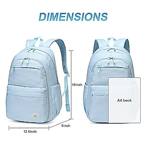 Caran·Y Kids' Backpacks Multipurpose, Waterproof,Spacious Lightweight School Bookbag for 15.6-inch Laptop,Bottle Side Pockets and Suitable for Ages 6 and Up Girl Boy Toddler Backpack（Aqua Blue）