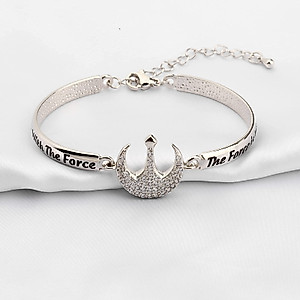 FOTAP The Force Bracelet I Am One with The Force The Force is with Me Jewelry Funny Gift (S- Force Bracelet)