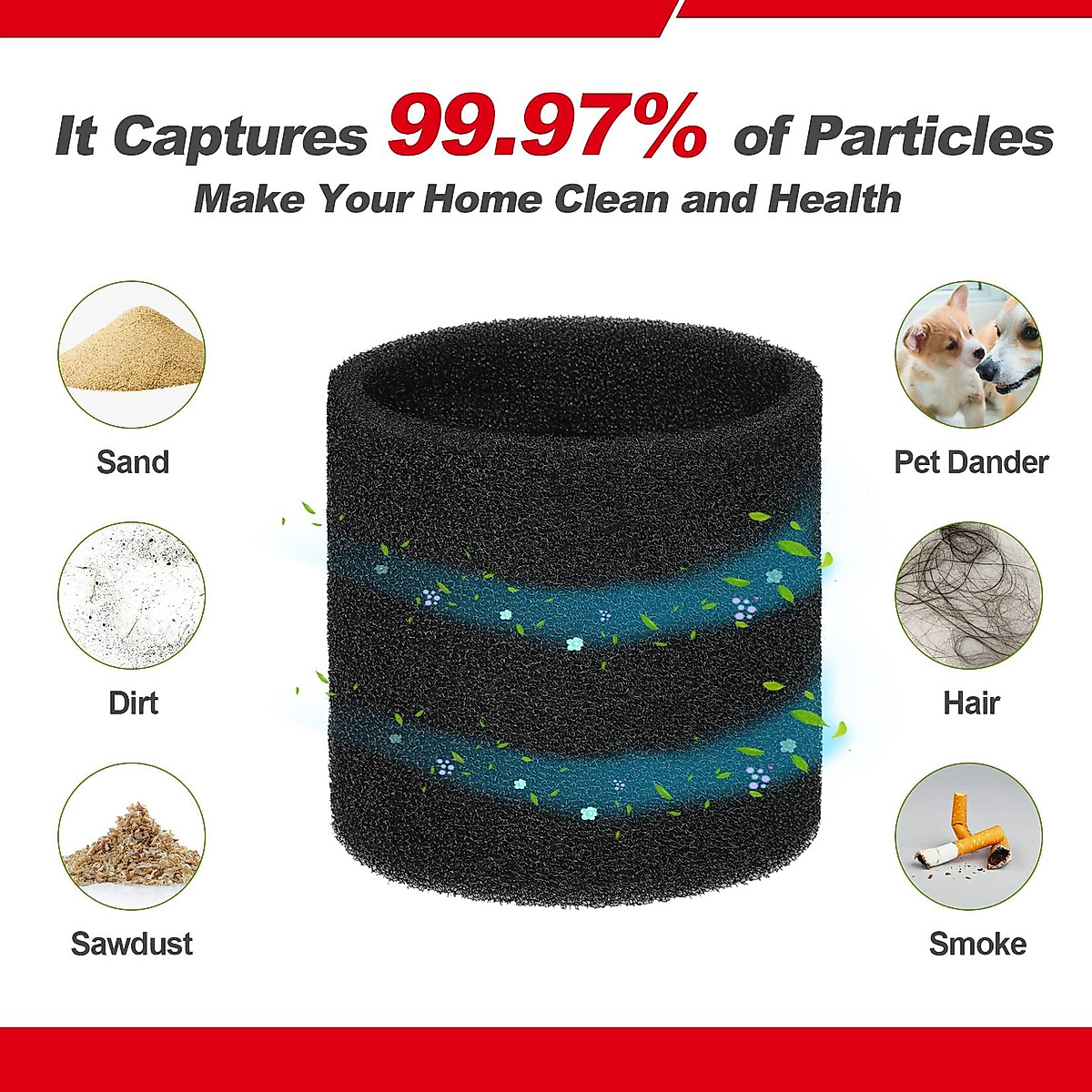 Shop-Vac 6 Gallon 3.0 Peak HP Wet Dry Vacuum+ 90585 Foam Sleeve Filter