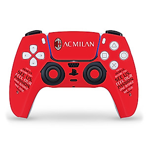 Head Case Designs Officially Licensed AC Milan Typography Art Vinyl Faceplate Sticker Gaming Skin Decal Cover Compatible With Sony PlayStation 5 PS5 DualSense Controller
