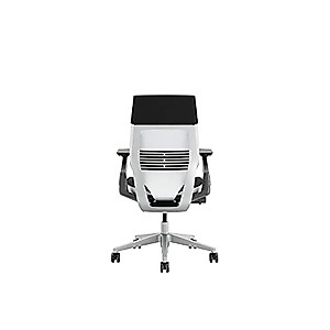 Steelcase Gesture Office Chair - Cogent: Connect Licorice Fabric, Wrapped Back, Light on Light Frame, Platinum Metallic Base