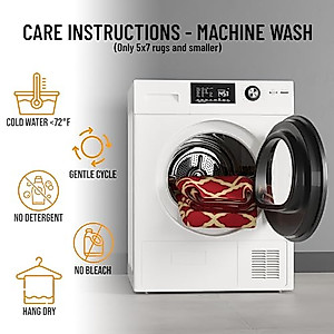 Machine Washable Trellis Design Non-Slip Rubberback 3x5 Traditional Area Rug for Living Room, Bedroom, Kitchen, 3'3 x 4'11", Red