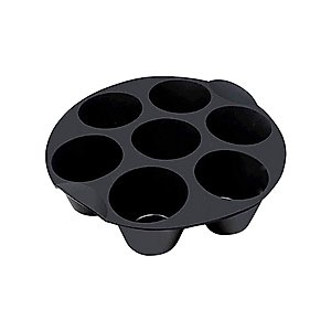 Silicone Muffin Cake Cups, 7Cup Non-Stick Muffin Cupcake Tin, Muffin Cupcake Tray Baking Mold, for 3.5-5.8 L Air Fryer Accessories, Chocolate Universal Cake Cups, 18cm/21cm