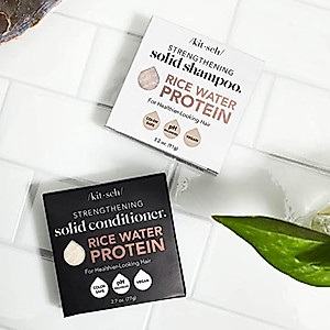 Kitsch Rice Bar Shampoo and Conditioner Bar for Hair Growth | Rice Shampoo Bar & Conditioner Bar for Strengthening, Cleansing & Moisturizing | Vegan Rice Water Shampoo Bar & Conditioner Soap, 2pc Set