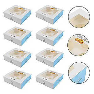 BESTOYARD 25pcs Egg Tart Window Boxes Cupcake Boxes with Inserts Macaron Display Container Chocolate Mini Cookies Packaging Boxes for Baking Muffin Carriers with Clear Window 4 Grid