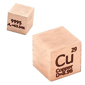 Copper Cube Cu 99.95% Element Cube Pure 10mm Density Cube for Element Collection Periodic Table Hunter, and More (0.39", Copper)