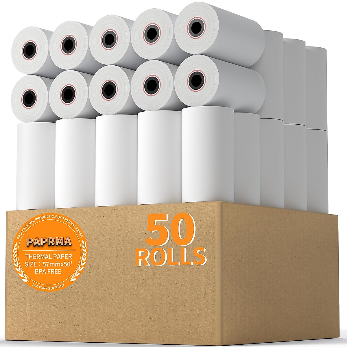 PAPRMA 2 1/4'' x 50' Receipt Paper Rolls POS Thermal Paper Cash Register Paper Rolls for Credit Card Machine(50 Rolls)
