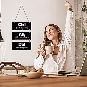 Inspirational Rustic Wall Decor Control Yourself Alter Your Thinking Delete Negativity Office Decor Motivational Wall Plaques with Sayings Wooden Wall Hangings for Home Office Wall Art (Black Backing)