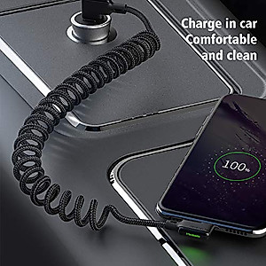90 Degree Coiled USB Type C Cable,AICse USB A to USB C Cable (5.9ft 60W) Scalable Spring PD Type C Charging Cable for MacBook Pro 2020, iPad Pro, iPad Air 4, Galaxy S20, Switch, Pixel, Other USB C
