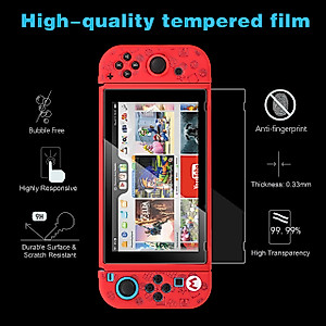 oqpa for Nintendo Switch Case Cute Kawaii Cartoon Design Cover, Fun Funny Fashion Cool Switch Game Shell for Girls Kids Women Screen Protector Glass + IMD Hard Cases for Nintendo Switch (Malio)