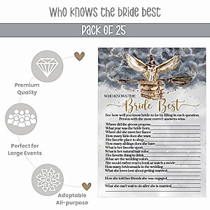 Halloween Bridal Shower Games Pack - 25 Double-Sided Cards - 5x7 Premium Quality Cardstock - Who Knows the Bride Best & He Said or She Said - Magical Wizard and Owl Design - Perfect for 25 Guests