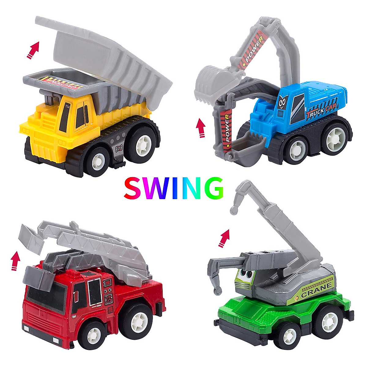 Laxdacee Pull Back Car,12 Pack Assorted Mini Plastic Construction Vehicle Set, Car Truck Toy for Kids, Boy, Girl, Child Birthday Party Favors, Goody Bag, Prizes, Pinata Filler Supplie