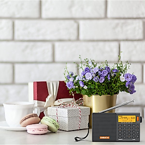 XHDATA D808 Portable AM FM SW LW Air Band Radio SSB RDS Multi Band Radio Speaker with LCD Display Alarm Clock External Antenna Grey