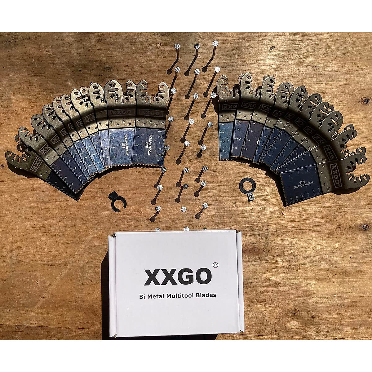 XXGO 20 Pcs Bi Metal Oscillating Tool Blades Compatible with Bosch, Chicago, Craftsman, Dremel, Fein, Harbor Freight, Makita, Milwaukee, Porter Cable, Ridgid, Ryobi, Rockwell XG2020