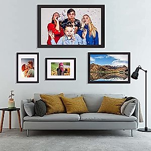 RUN HELIX A3 Frame 2 Pack Solid Wood Picture Frame, Display Pictures A4 with Mat or 11.7x16.5 Inch Without Mat, with High Definition Plexiglass, Horizontal and Vertical Formats for Wall
