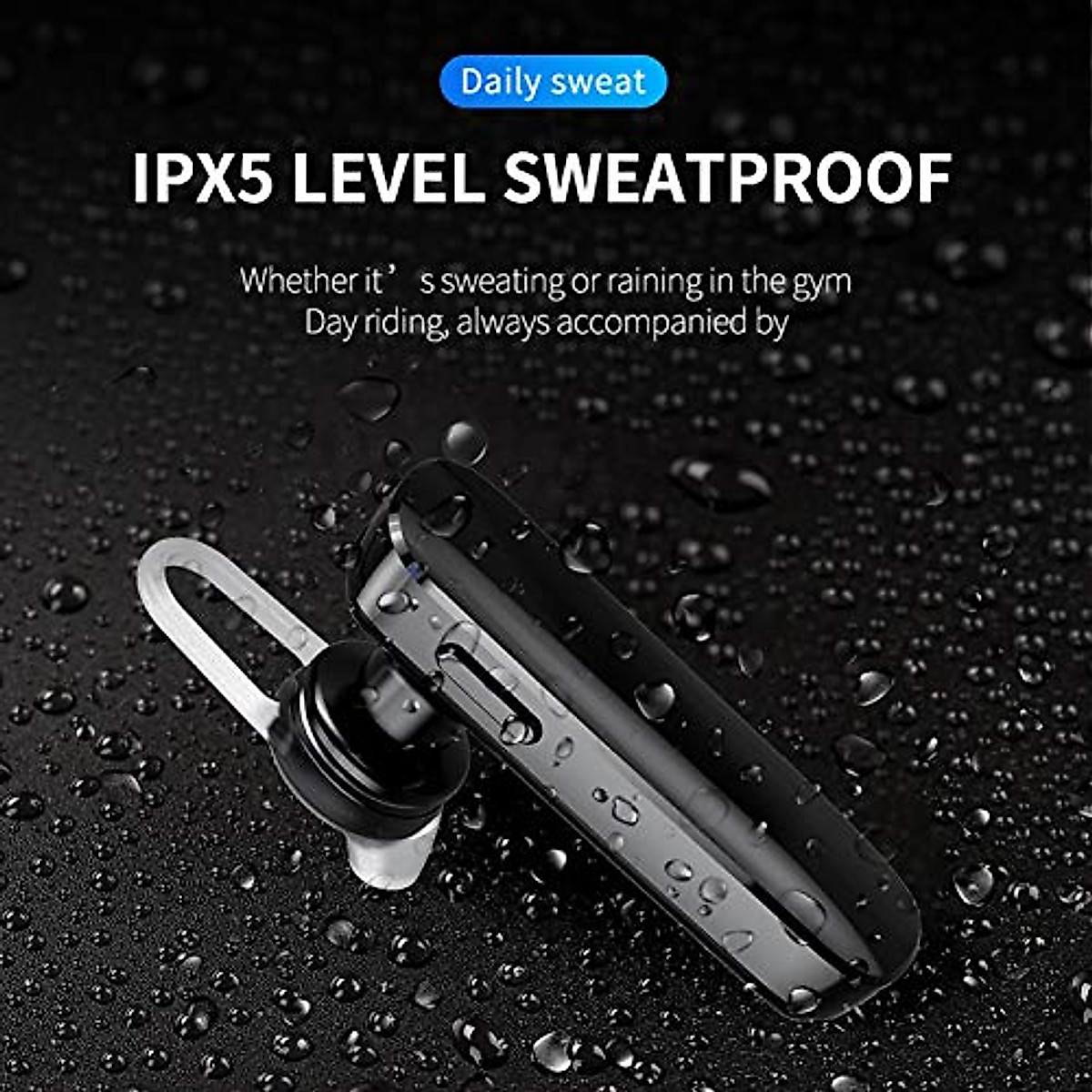 Heave 1Pc Bluetooth Earpiece Wireless Bluetooth V5.0 Headset,Single Ear Hook Bluetooth Earphone Handsfree Phone Headphone with Noise Cancelling Mic for Business Driving White