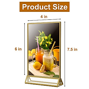 SAREAL 6 Pack Gold Picture Frames Double Sided, 4X6 inch Clear Easel Table Stands for Signs, Acrylic Gold Table Number Holders, Gold Frames for Wedding Table Numbers, Menu Holder, Gold Photo Frame