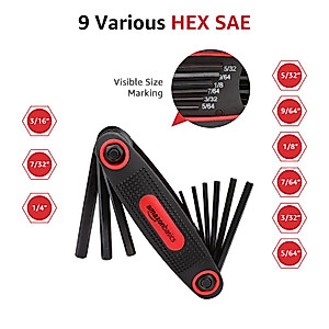 Amazon Basics Folding Hex Key Set - 3-Pack, Metric/SAE/Star