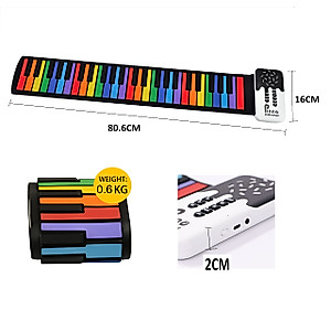 MAGICON NEW 49 Key Roll Up Electronic Digital Music Piano, Rechargeable, Recording Feature, 8 Tones, 6 Educational Demo Songs & Build-in Speaker, Educational Piano,Kid'sToy Gif (49 key NEW)