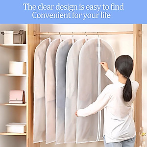 TORONTOKYO 25 Pack 55" Hanging Clear Plastic Garment Bags with Zipper Translucent Long Dress Bags Clothes Cover for Closet Storage and Travel