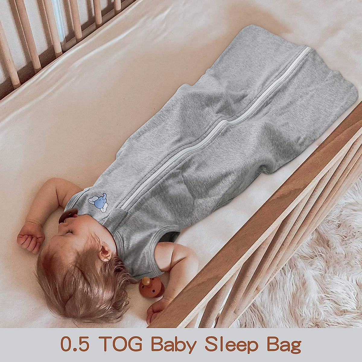 Pro Goleem Baby Wearable Blanket Cotton Sleep Sack 0-6 Months, Newborn Sleeveless Sleep Sack Bag with 2-Way Zipper, Lightweight Sleepsack for Newborn Baby Gifts (0.5 TOG, Small, Grey)
