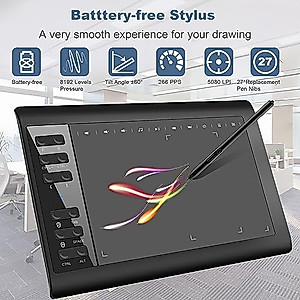 TeinenRon Graphics Drawing Tablet,10 x 6 Inch Drawing Tablet with 8192 Levels Pen and Bag,12 Hot Keys,Compatible with PC/Mac/Android for Painting,Design & Online Teaching