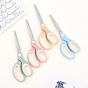 Pastel Non Stick Scissors All Purpose Office Craft Scissors Soft Grip Cutting Tool, Blunt Tip Fabric Shears Kids Scissors for Crafting, Sewing,Left & Right Handed (1 Pack, Pink)