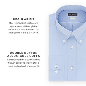 Van Heusen Men's Dress Shirts Regular Fit Silky Poplin Solid, Royal Blue, 16.5"-17" Neck 34"-35" Sleeve