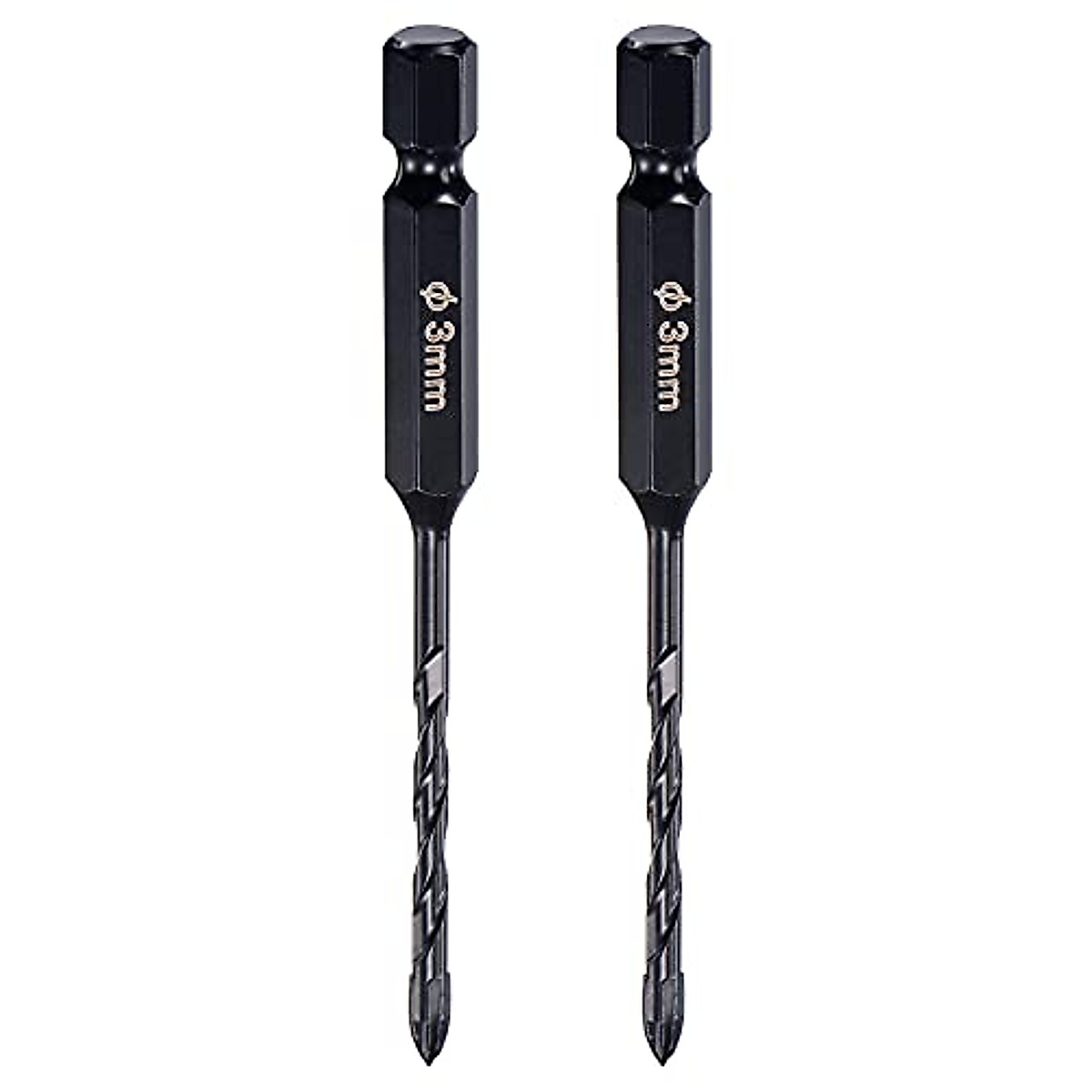 uxcell 2 Pcs Glass Concrete Drill Bit,Masonry Drill Bits Set Carbide Tip for Glass, Brick, Tile, Concrete, Plastic and Wood with Size 3mm