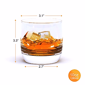ELIVIA Old Fashioned 10-Ounce Whiskey Glasses Set of 4, Rock Style Crystal Glassware for Scotch, Bourbon and Cocktails