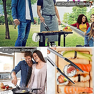 7"+9"+12" Silicone Kitchen Tongs Set, Cooking Tongs with Silicone Tips and Stainless Steel Handle, Heat Resistant Tongs for Grilling Cooking Barbecue Buffet Salad Serving, 7/9/12 Inches (Black)