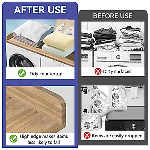 Washer Dryer Countertop, Laundry Countertop, Bamboo Washer and Dryer Covers for The top, 27.5" Depth x 54" Width with Edge Rails for Laundry Room Organization (Natural)