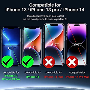 TOZO Compatible for iPhone 14 Screen Protector Compatible for iPhone 13/13 Pro Screen Protector 6.1 inch 3 Pack Premium Tempered Glass 0.26mm 9H Hardness 2.5D Film Easy Install 6.1 inch