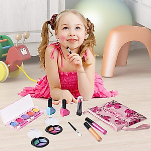 Playkidz Real Washable Play Make Up Set for Princess - Kids Makeup Kit for Girls Non Toxic - Full Makeup Dress Up Set with Bag. (11 PC)