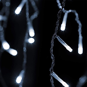 gresonic LED Icicle Lights 32.8Ft 400 LEDs with 80 Drops Waterproof Outside Christmas Lights Fairy String Lights Bedroom Patio Yard Garden Wedding Party Holiday Wall(Cool White)
