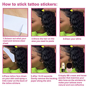 20 Sheets Baby Hair Tattoo Stickers 20 Styles Tattoo Edges for Hair Fake Hairline Stickers Temporary Waterproof Lasting Curly Hair DIY Salon Hairstyling Template Makeup Tool (7x 4.3inch)
