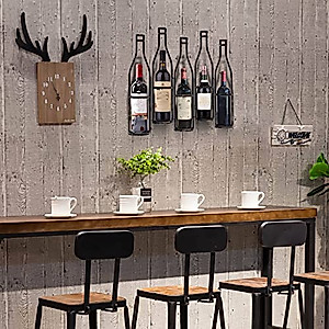 Gdrasuya10 Wall Wine Rack, 5 Bottles Wall-Mounted Wine Racks Wine Holder for Kitchen, Dining Room, Bar, LxWxH: 23.2x3.5x19.6inch, Bronze