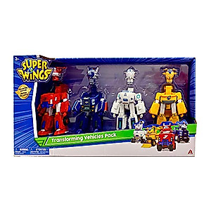 Super Wings - 7" Transforming 4-Pack - Jett, Donnie, Paul, and Astra | Airplane Toys Mini Figures Playset | Fun Preschool Toy Plane for 3 4 5 Year Old Boys and Girls | Birthday Gifts for Kids