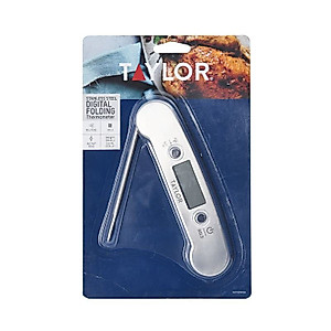 Taylor Precision Products Instant Read Digital Meat Thermometer, for Cooking Food and BBQ Grill, Multiuse Kitchen Thermometer, Folding Probe, Stainless-Steel