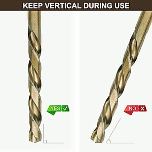 BeHappy Cobalt Drill Bit Set, 115Pcs M35 High Speed Steel Drill Bits, Twist Jobber Metal Drill Bit Set for Hardened Steel, Cast Iron, Plastic, Wood, Indexed Storage Case, 1/16"-1/2", A-Z, 1-60 Amber