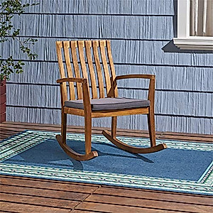Afuera Living Modern/Contemporary Outdoor Acacia Wood Rocking Chair in Teak