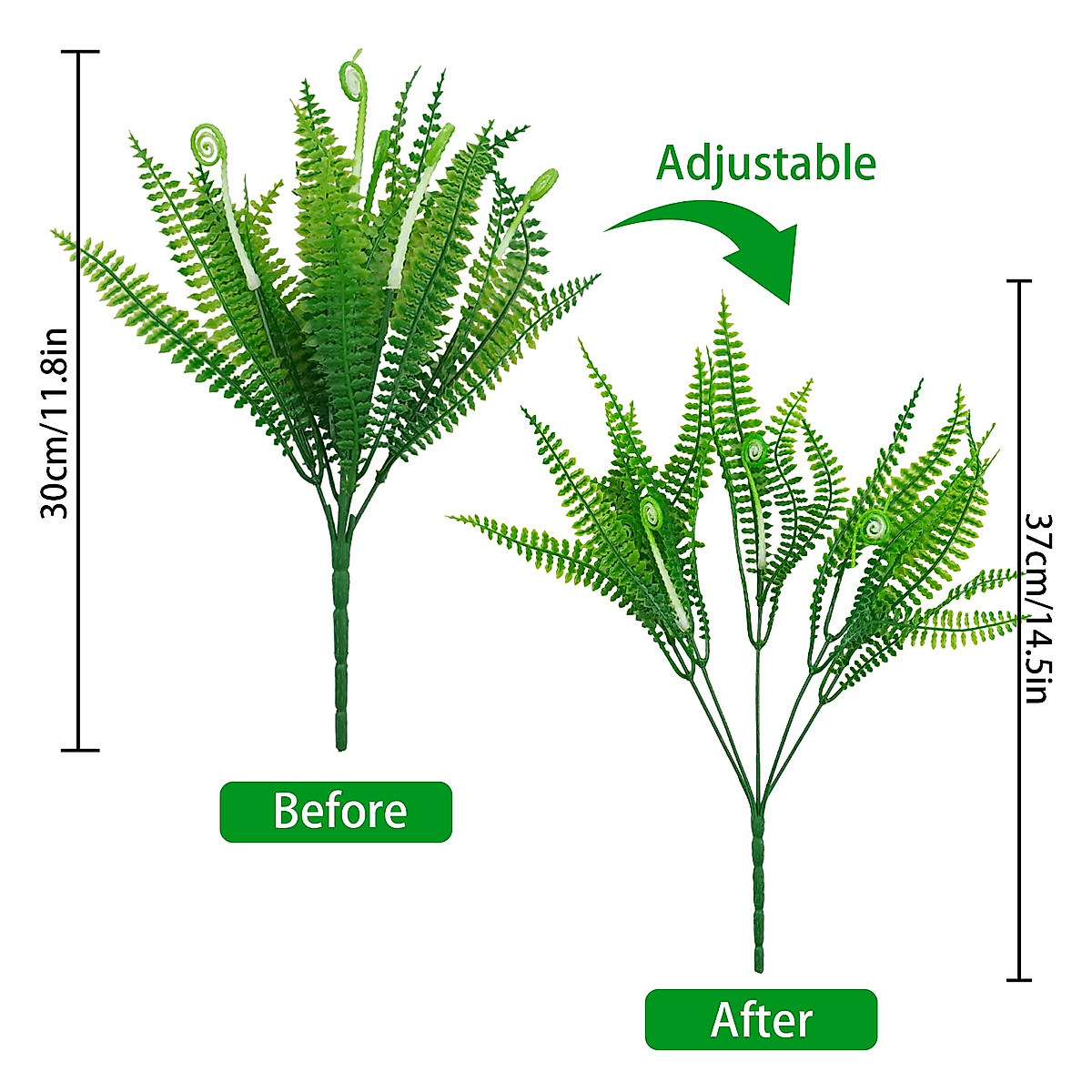 Uieke 6 PCS Artificial Plants Greenery, Fake Boston Fern Plants Bushes Faux Outdoor UV Resistant Daffodils Greenery Shrubs Plastic Plants for Indoor Outside Hanging Planter Home Garden Decor (Green)