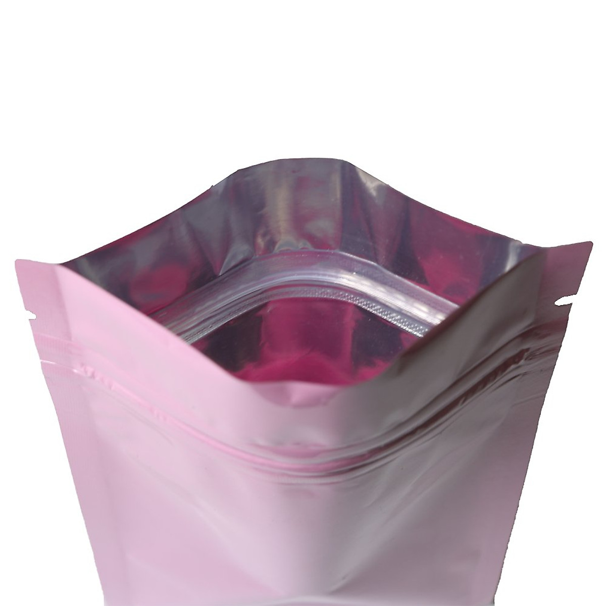 100 Double-Sided Glossy Pink Flat Foil Zip Top Sample Food Safe Packaging Powdered Storage Bags (3oz, Glossy Pink)