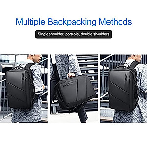 LAORENTOU Laptop Travel Backpack Anti-Theft Mens Fabric Leather Business Backpack 15 Inch Travel Duffle Bag for Men