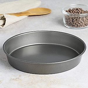 Cooking Light 9 Inch Round Baking Cake Pan Carbon Steel Quick Release Coating, Non-Stick Bakeware, Heavy Duty Performance, Gray