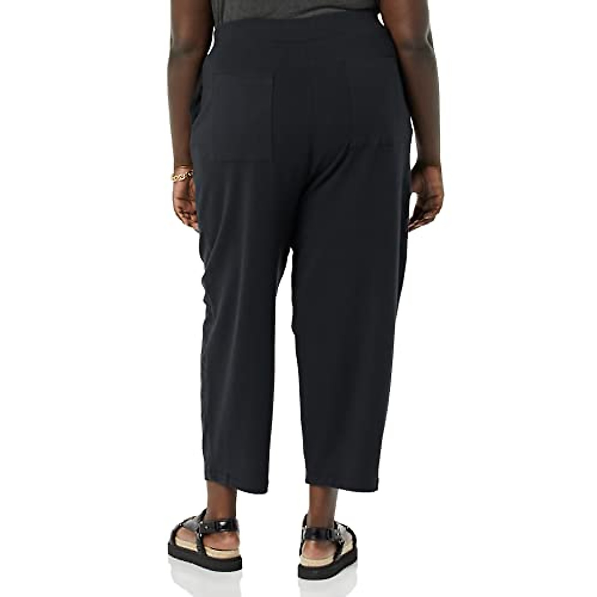 Daily Ritual Women's Terry Cotton & Modal Barrel-Leg Sweatpant, Black, Large